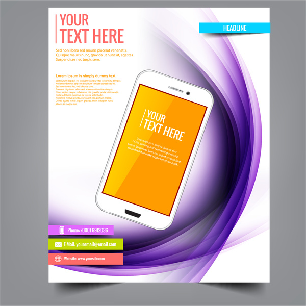 Smartphone Brochure Template Vector Illustration With Art Background Vector Clip Art Free Vector 